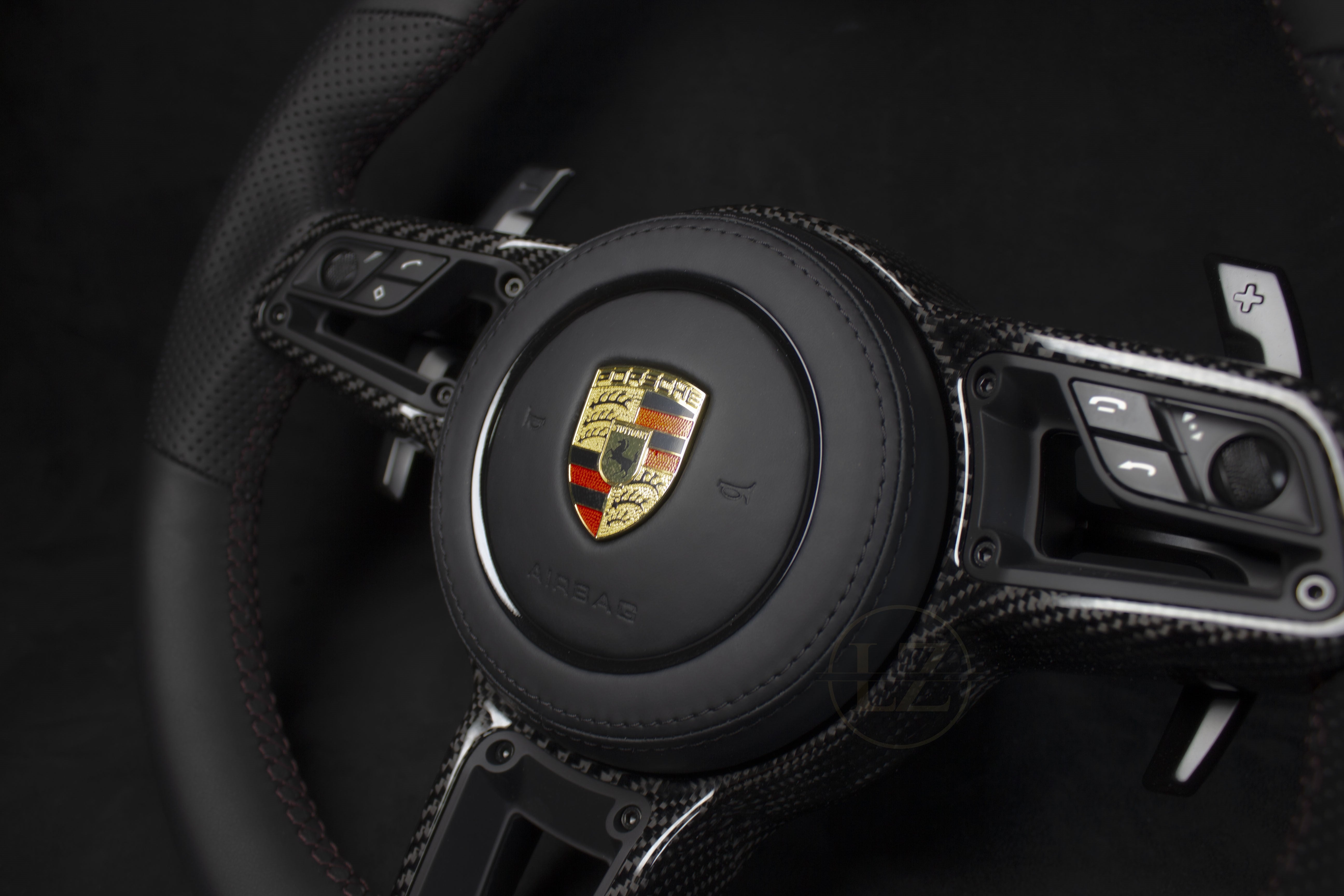 Porsche 911 Blackout Leather Steering Wheel Brown Details – LZ-Customs